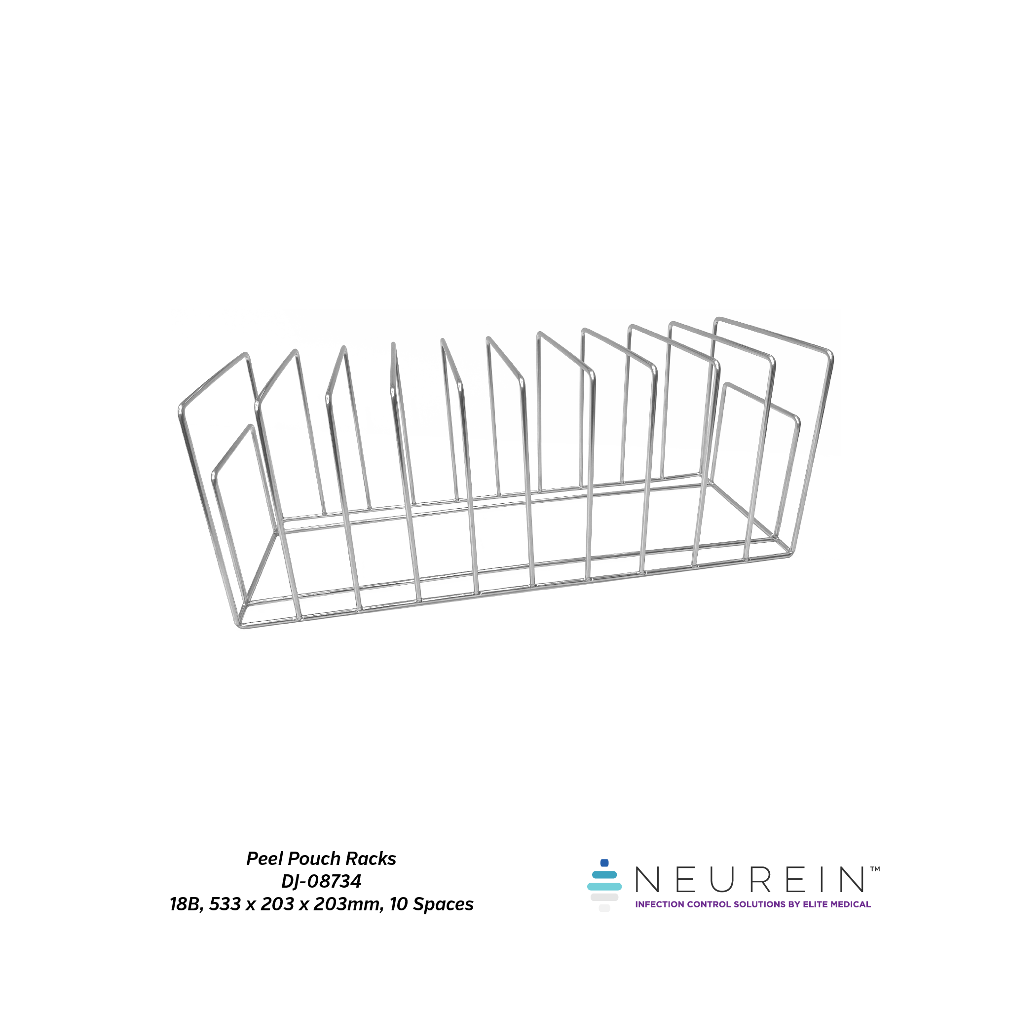 Neurein™ Peel Pouch Rack (18B, 533 x 203 x 203mm, 10 Spaces) - Elite ...