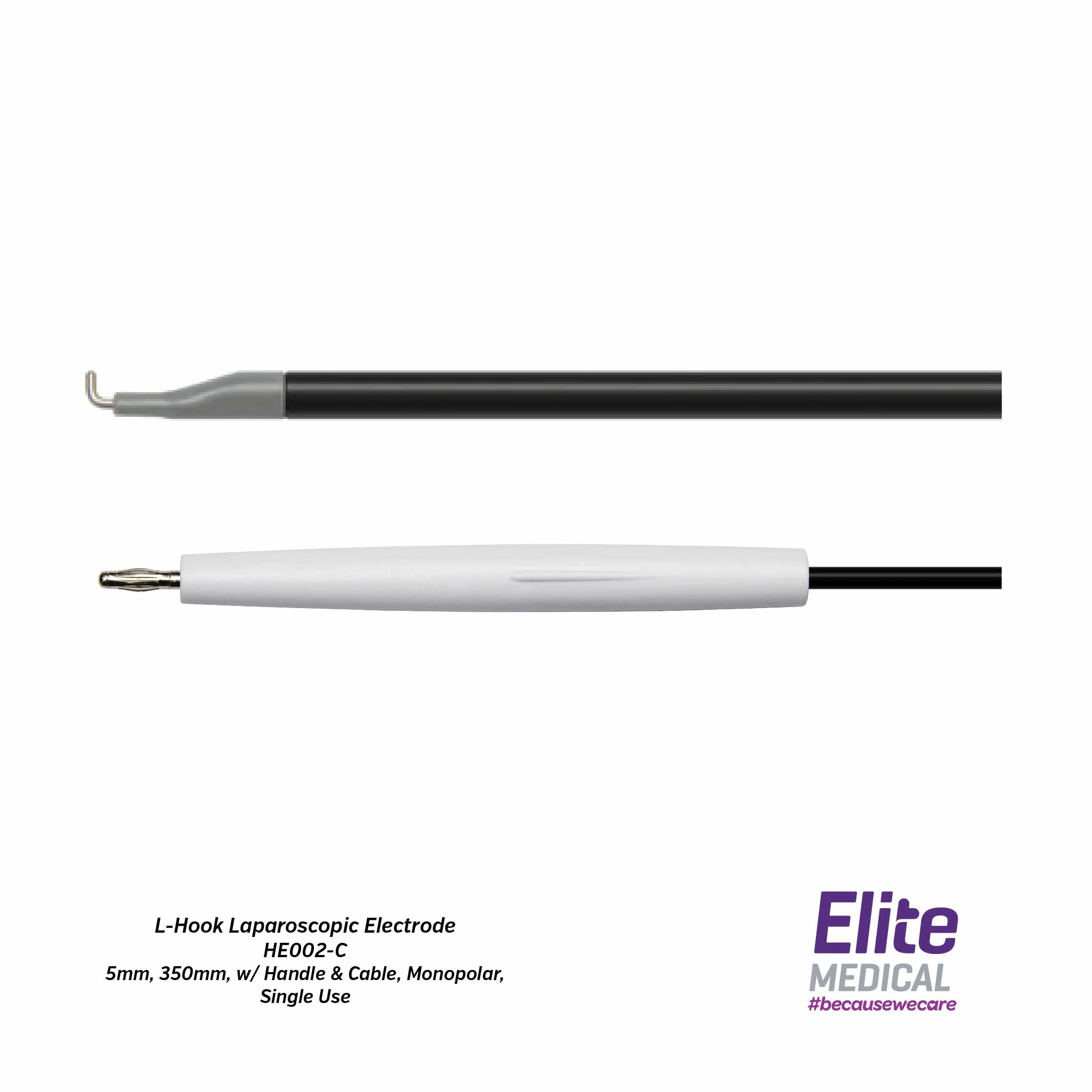 LaproSurge® L-Hook Laparoscopic Electrode (350 x 5mm, w/ Handle & Cable ...