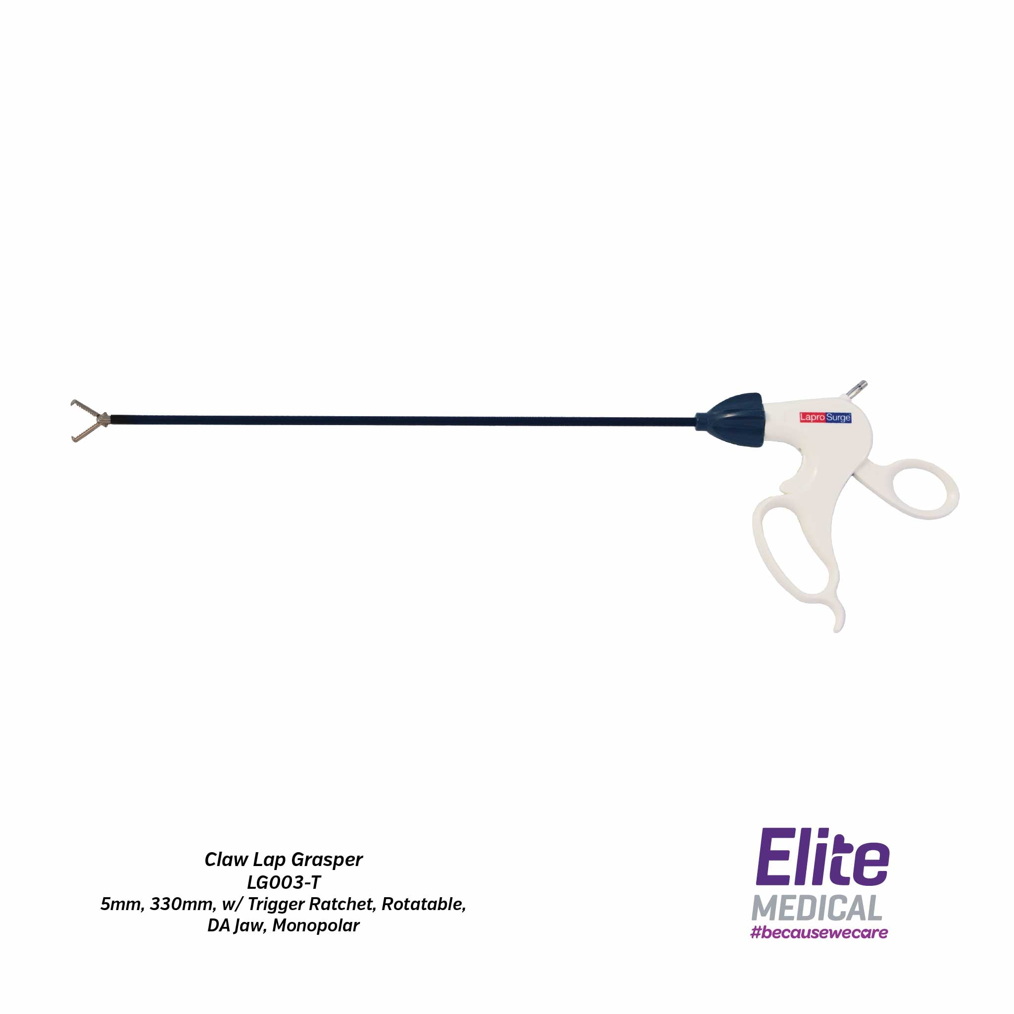 LaproSurge® Claw Lap Grasper (5mm, 330mm, w/ Trigger Ratchet, Rotatable ...