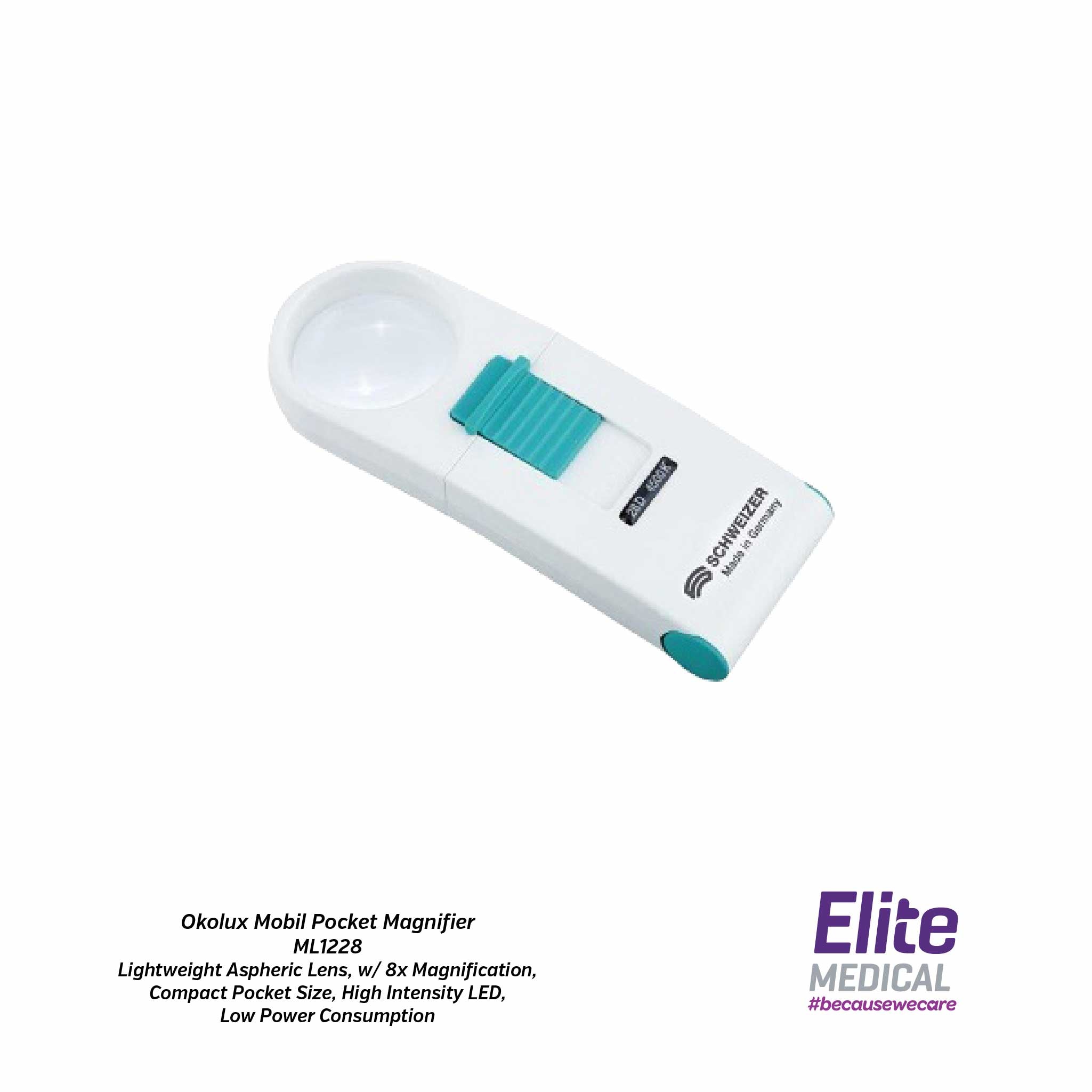 Okolux Mobil Pocket Magnifier (Lightweight Aspheric Lens, w/ 8x ...