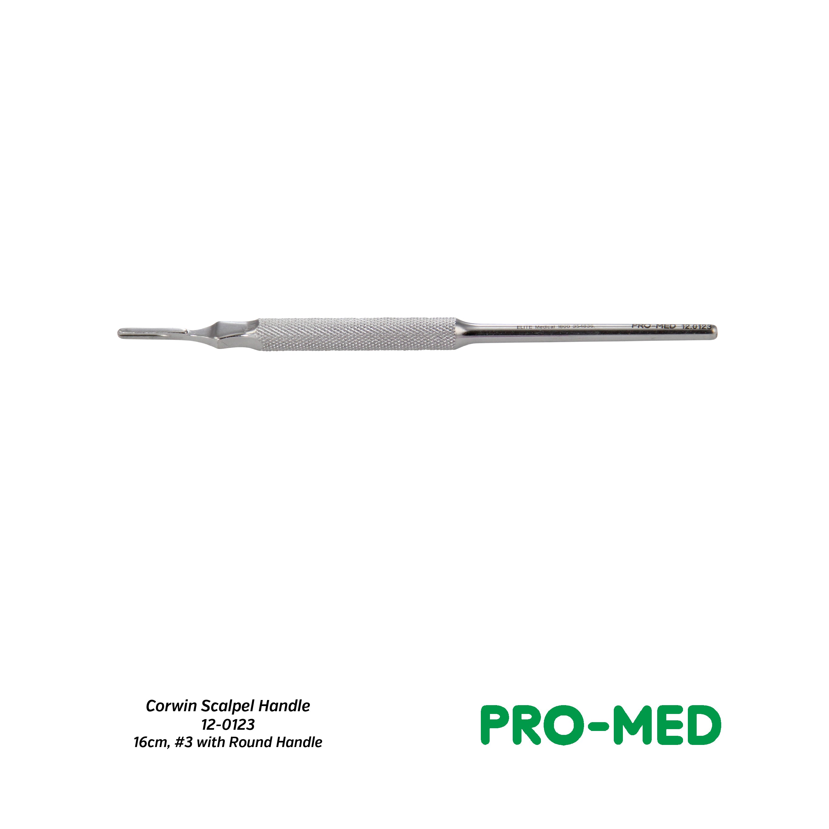 Pro-Med® Corwin Scalpel Handle #3 (16cm, with Round Handle) - Elite Medical