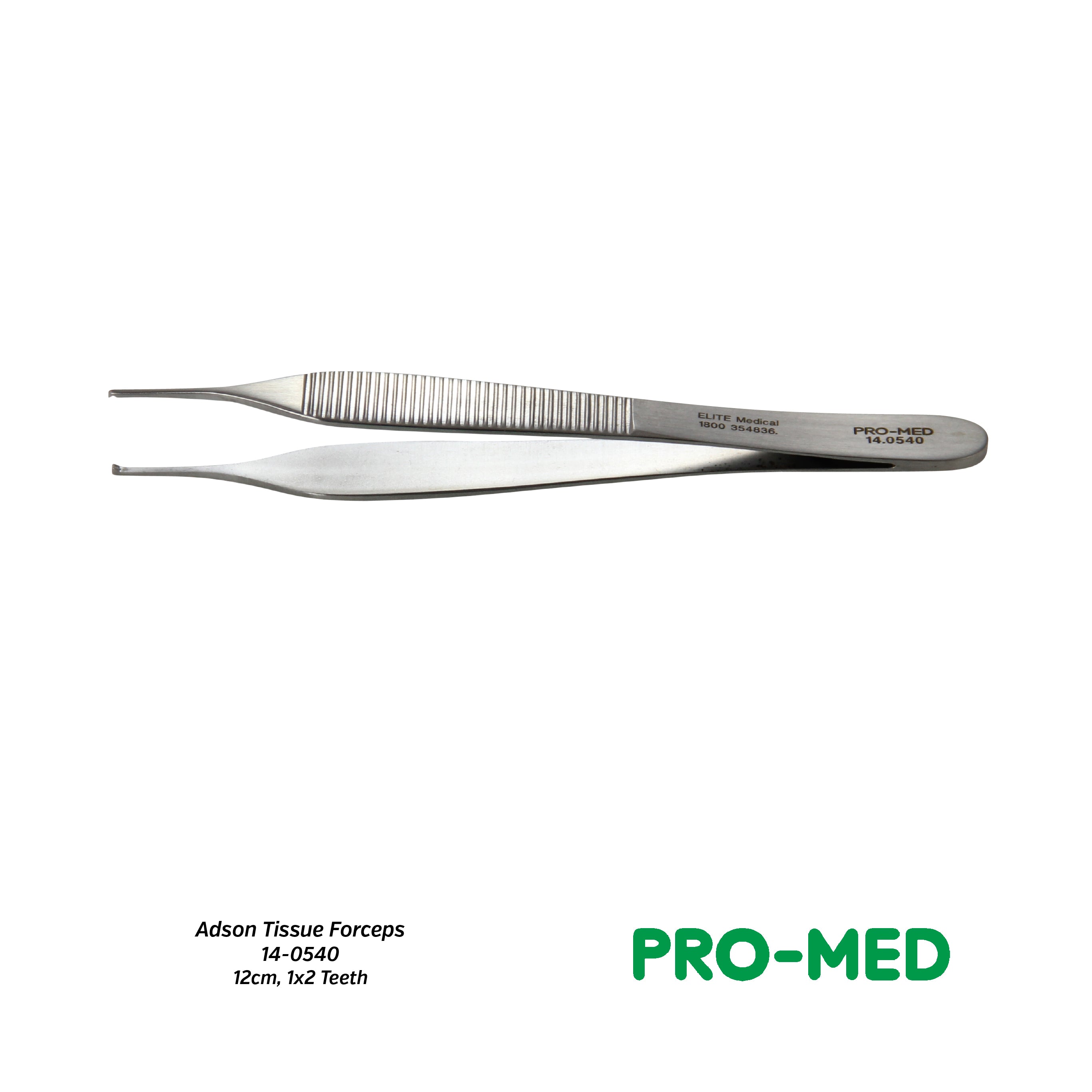Pro-Med® Adson Tissue Forceps (12cm, 1x2 Teeth) - Elite Medical