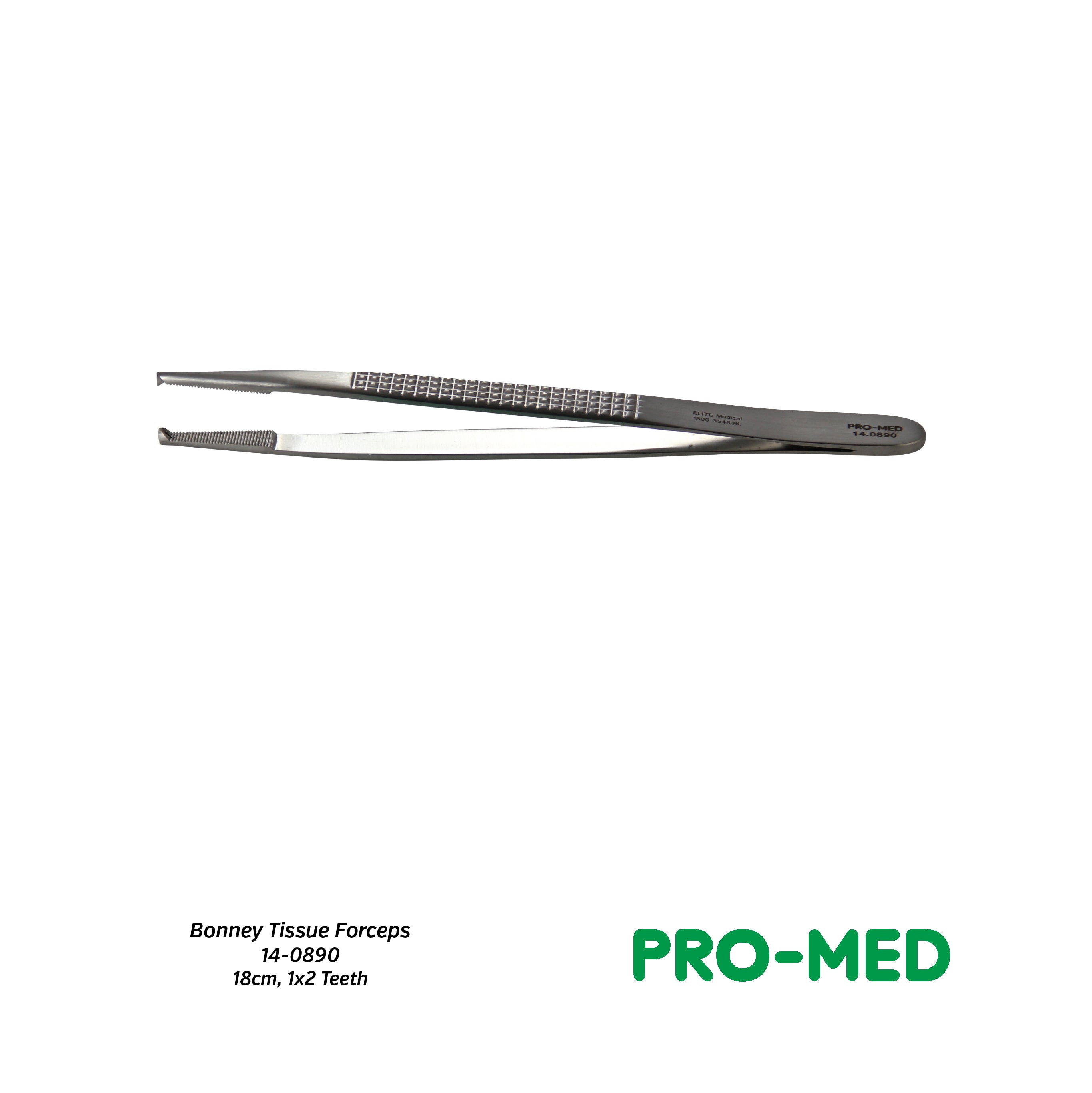 Pro-Med® Bonney Tissue Forceps (18cm, 1x2 Teeth) - Elite Medical