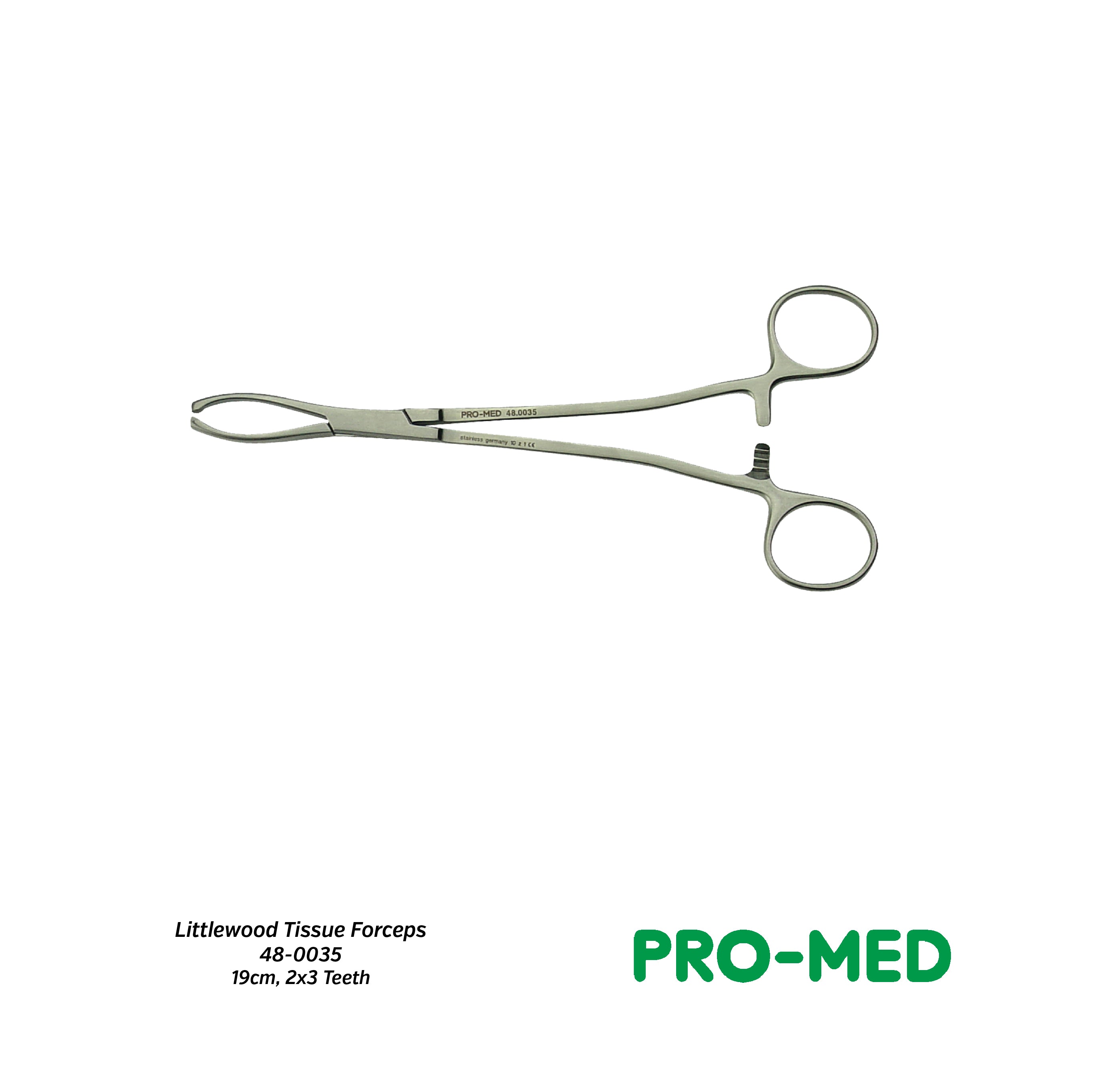 Pro-Med® Littlewood Tissue Forceps (19cm, 2x3 Teeth) - Elite Medical